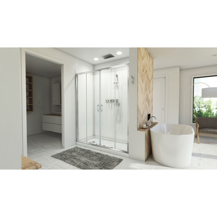 DreamLine 60" W x 32" D x 78" H Semi-Frameless Rectangle Shower kit with Base Included | Wayfair